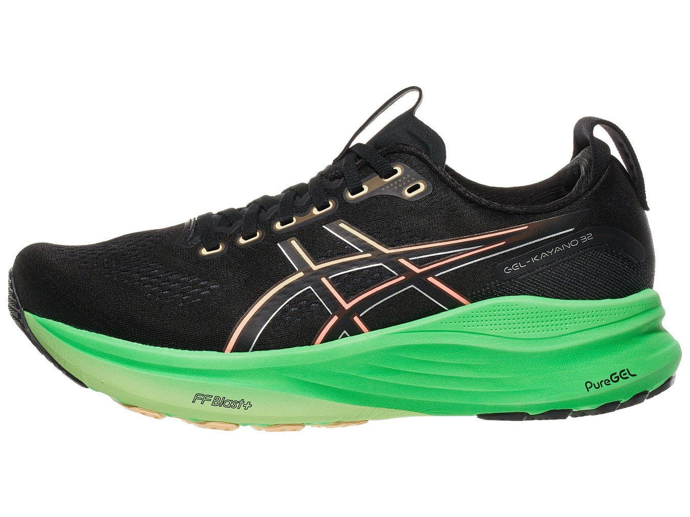 ASICS Gel Kayano 32 Men's Shoes Black/Vital Green | Running Warehouse