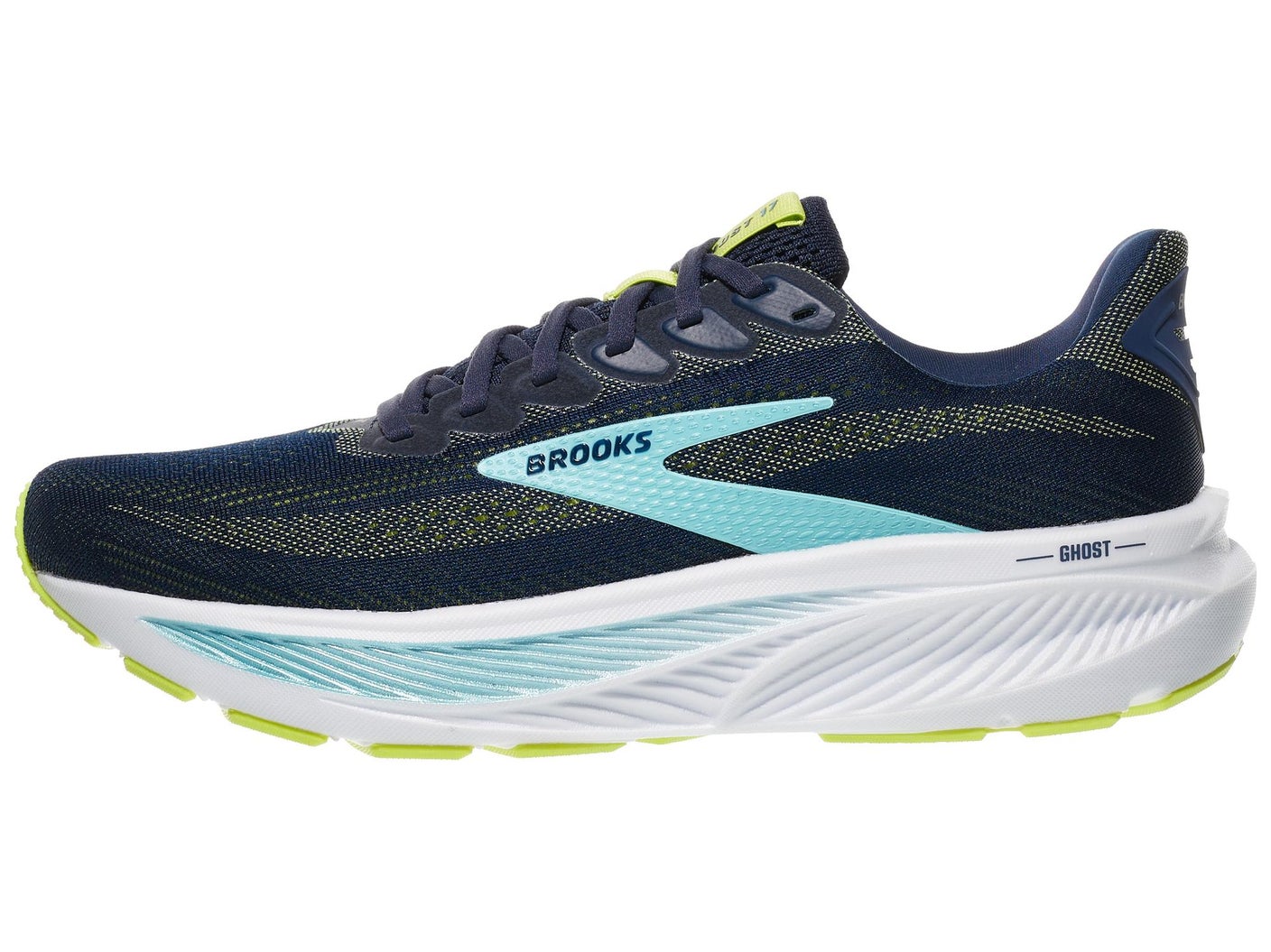 Brooks Ghost 17 Men's Shoes Peacoat/Lime/Blue | Running Warehouse
