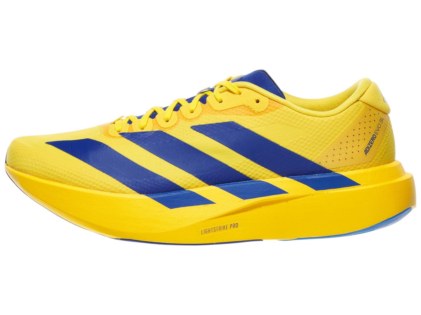 adidas adizero Evo SL Woven Men's Shoes Yellow/Blue/Irn | Running Warehouse