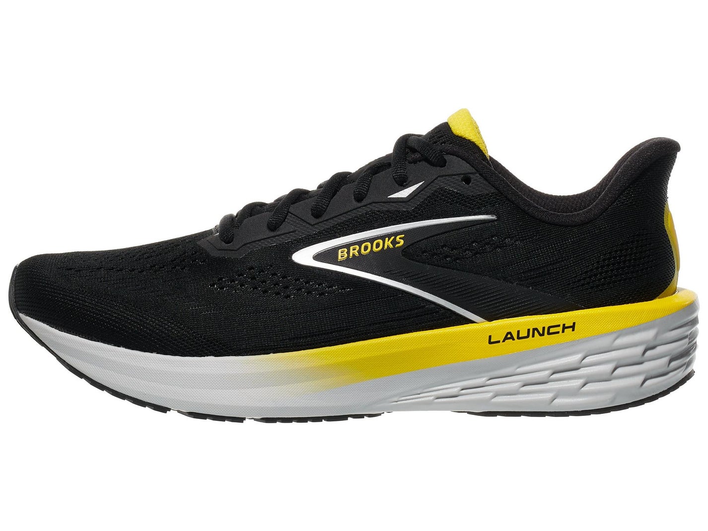 Brooks Launch 12 Men's Shoes Black/Yellow/Oyster | Running Warehouse