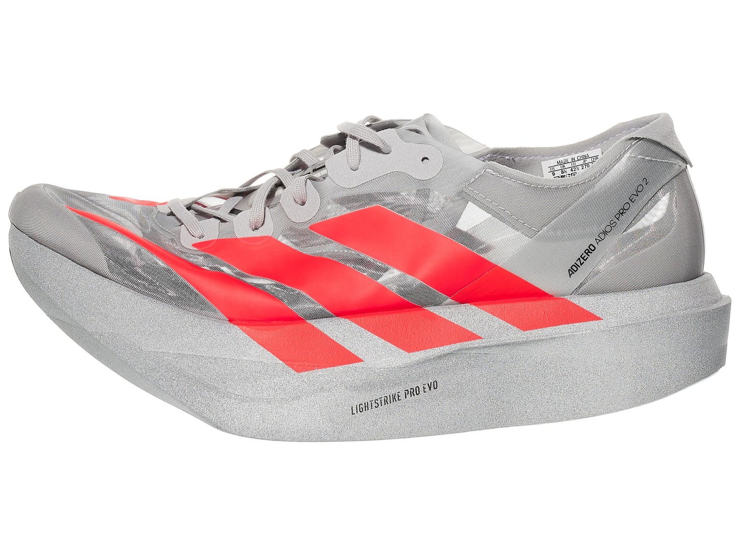 adidas adizero Adios Pro Evo 2 Unisex Shoes Silver/Red | Running Warehouse